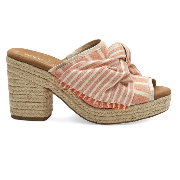 Toms | Shoes | Toms Orange Cabana Stripe Knot Junie Wedged Sandal ...